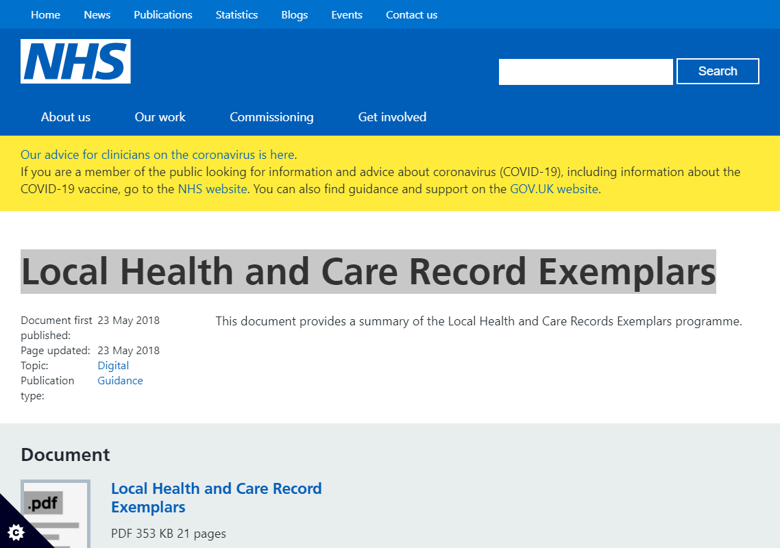 Local Health and Care Record Exemplars - Socitm