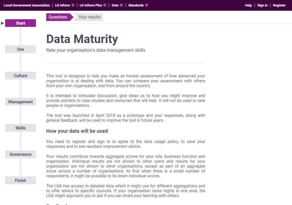 Data maturity assessment tool - Socitm