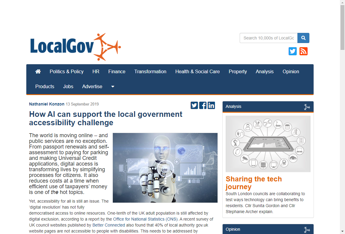 How AI can support the local government accessibility challenge - Socitm